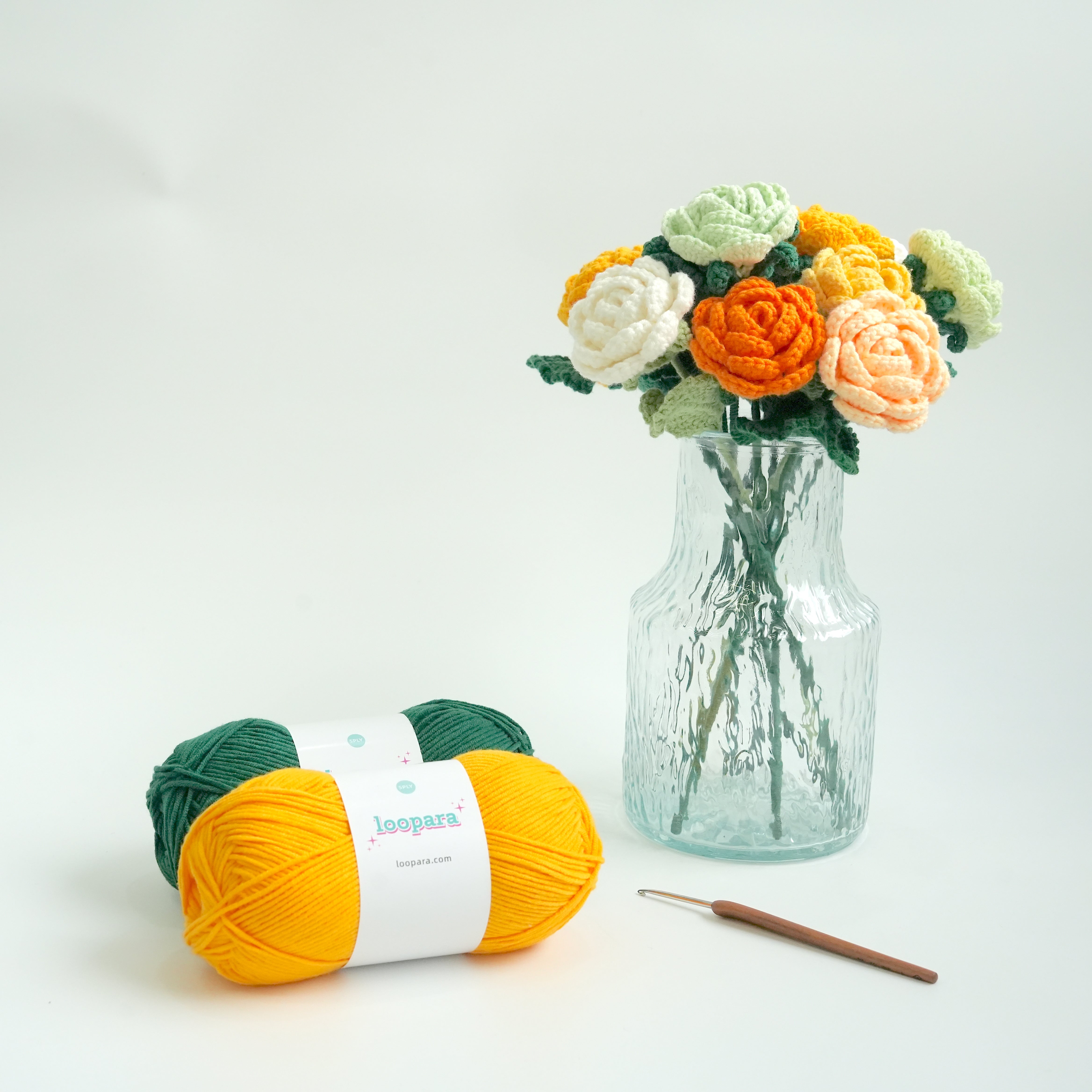 Crochet Cream Rose Bouquet Kits